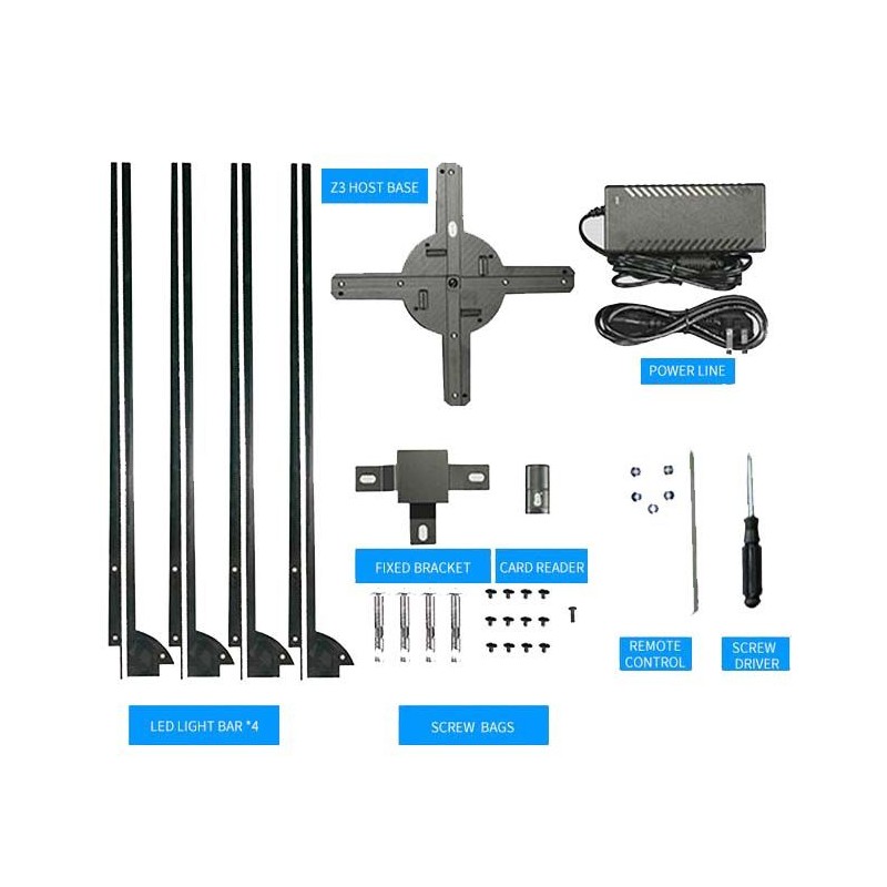 Akwil 100cm 3D Holographic Display Spinning Holofan Wireless 3D Display ...