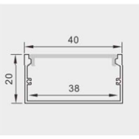 0.4m Surface Aluminium Profile For LED 40mm x20mm with End Caps IP20