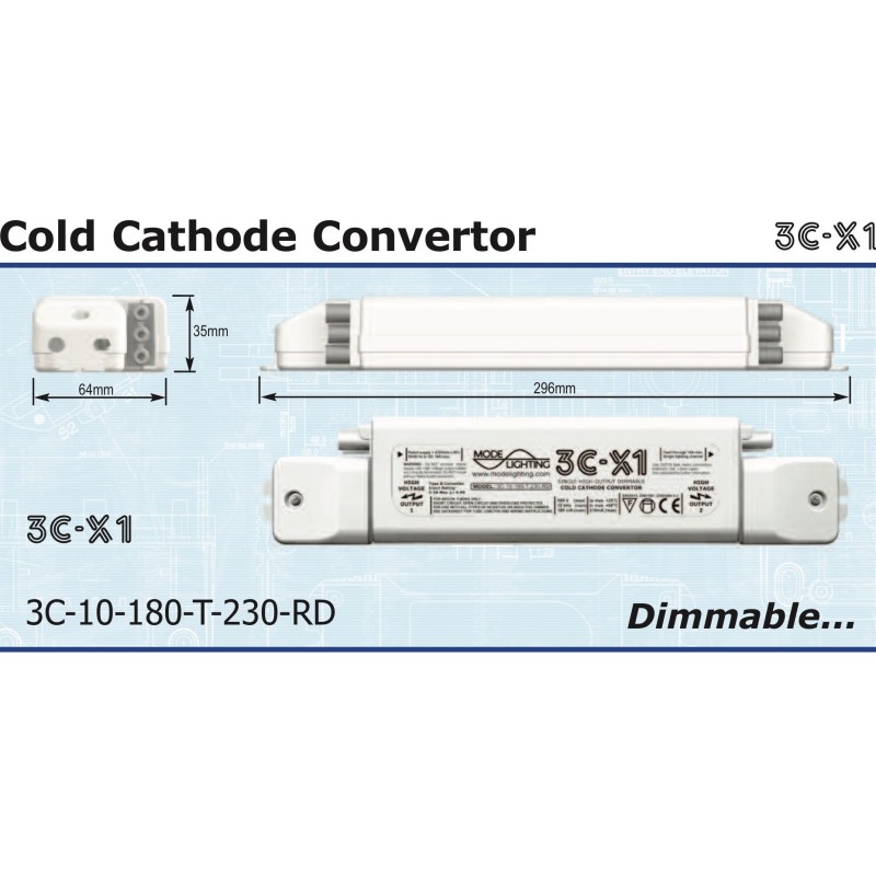 Cold Cathode Convertor (1.0kV, 180mA, Dimmable, 230 Volt Input)