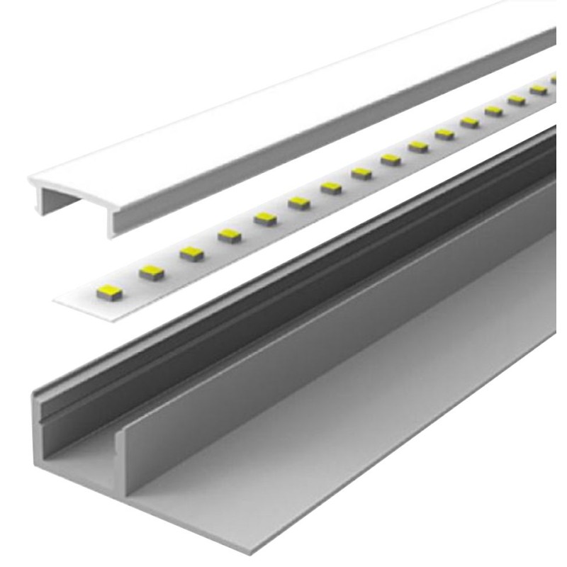 2m Aluminium LED Strip Profile for Tiled Steps with Flange recessed ...