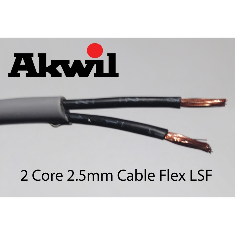100m 2.5mm Stranded 2 Core Cable Flex Drum - Cables and Connectors ...