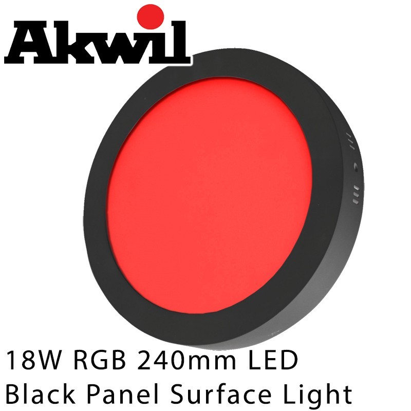 Akwil 18W LED RGB 240mm Black Surface Mount Downlight Fitting 24V ...